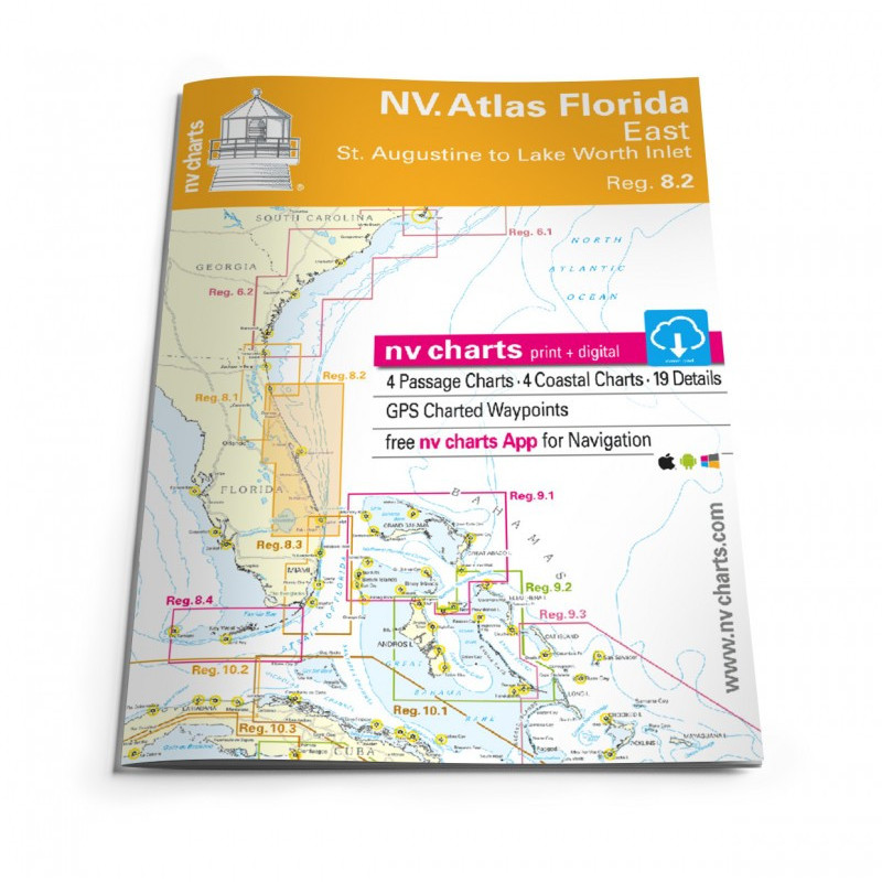 Carte NV CHARTS Floride Est - 8.2 - St. Augustine à Lake Worth Inlet