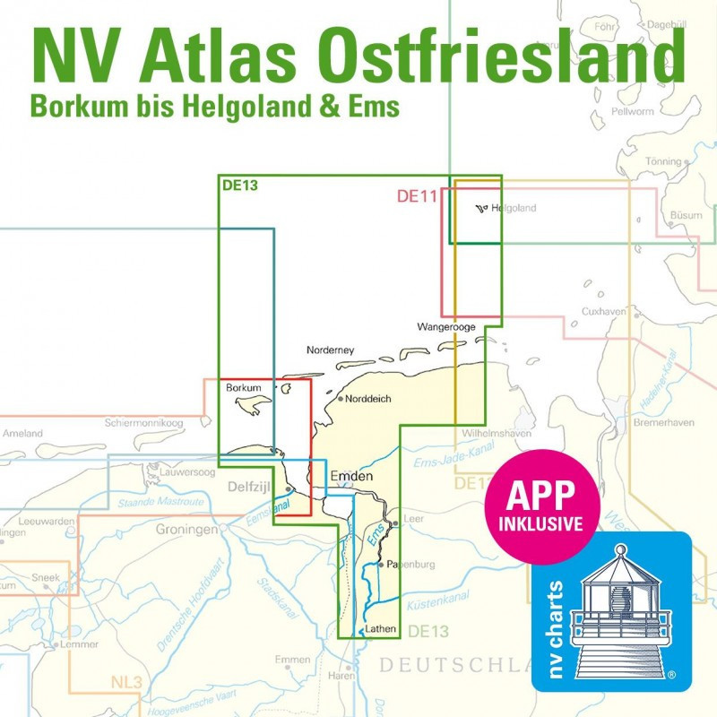 Carte NV CHARTS Ostfriesland - DE 13 - Borkum bis Helgoland & Ems
